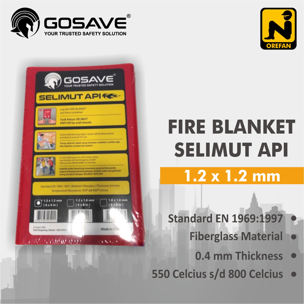 Jual FIRE BLANKET 1,2 X 1,2 M SELIMUT API - WELDING BLANKET GOSAVE ...