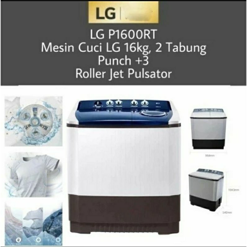 Jual LG P1600RT Mesin Cuci 2 Tabung 16 Kg Twin Tub Garansi Resmi SNI ...