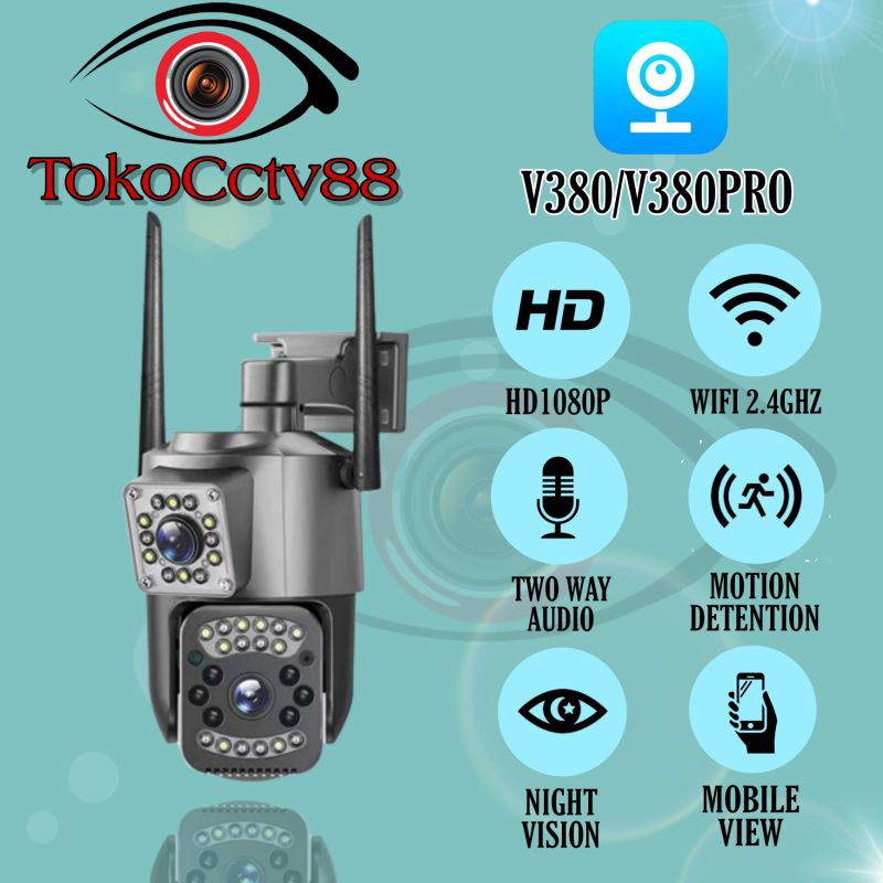 Jual IP Camera CCTV Outdoor Double Lensa CCTV Wifi 360 PTZ Pan Tilt ...