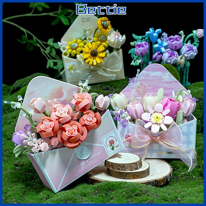 Jual Bettie Bricks Bunga Seri Surat Cinta Blok Bangunan Bunga Buket ...