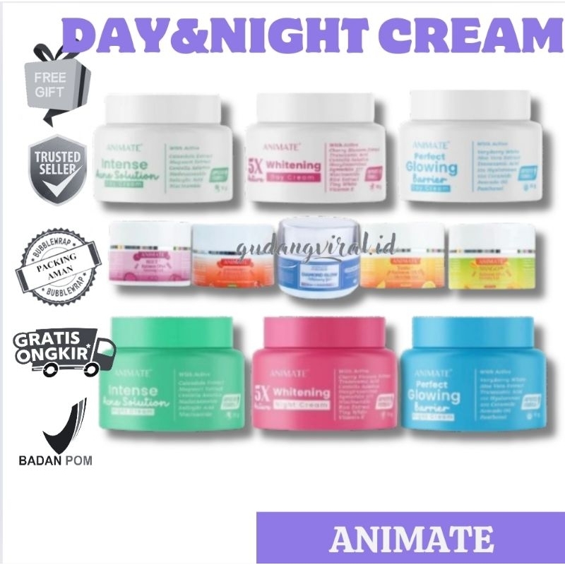 Jual ️GV ️ [TERLENGKAP] ANIMATE WHITENING DAY CREAM NIGHT CREAM ANIMATE ...