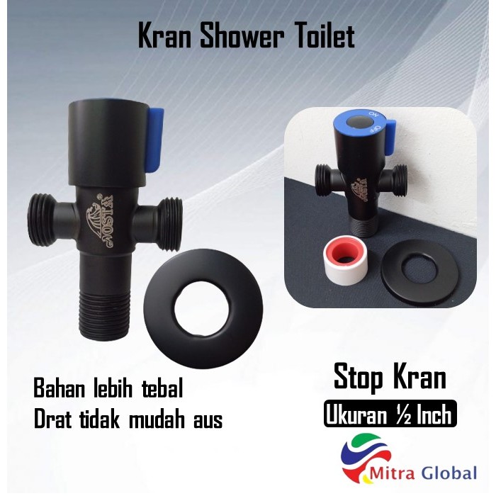 Jual Stop Kran Cabang Black Stainless Stop Kran Shower Toilet Stop Kran ...
