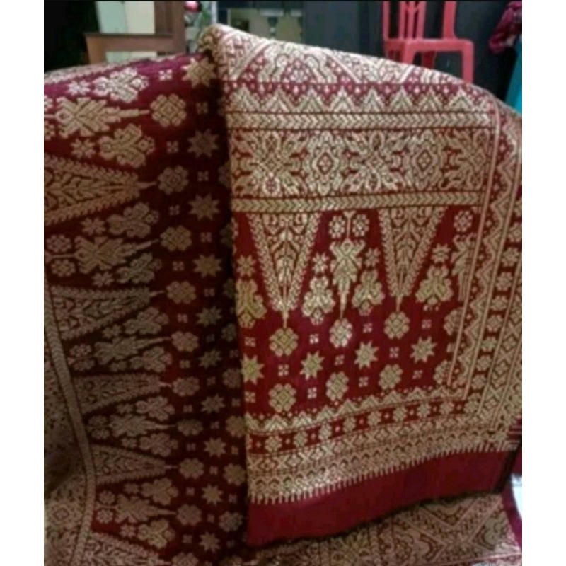 Jual songket lepus maron gold /songket palembang asli tenun tangan | Shopee Indonesia
