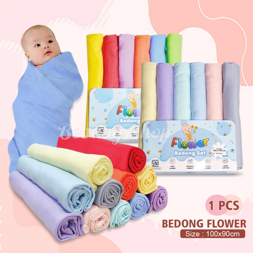 Jual 1 Pcs Bedong Bayi Flower Polos Bedong Bayi Halus & Lembut 100x90cm ...