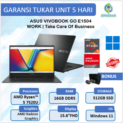 Jual Asus Vivobook GO E1504 - RYZEN 5 7520 16GB 512GB W11Pre 15.6"FHD ...