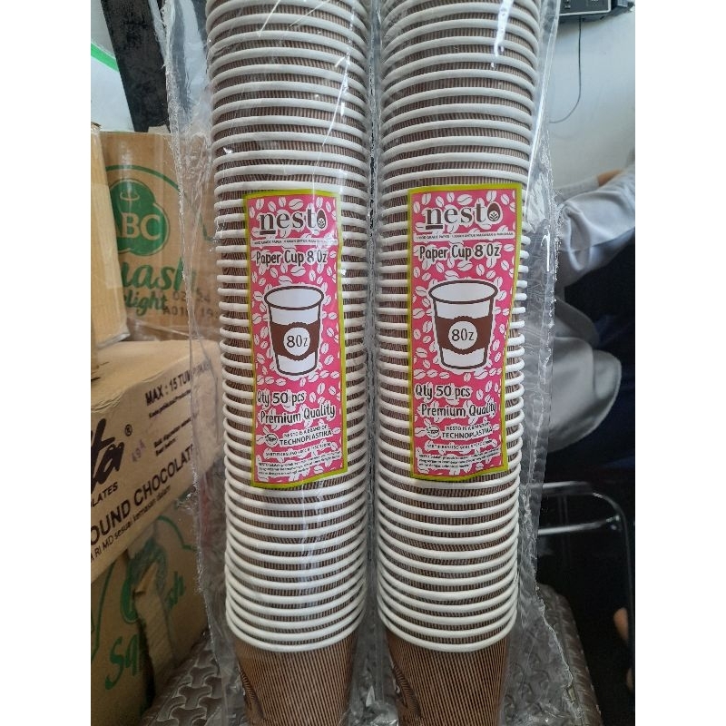 Jual Paper Cup 8 oz bergambar / Hot paper cup/ Gelas kertas Panas+Tutup (motif random) | Shopee ...