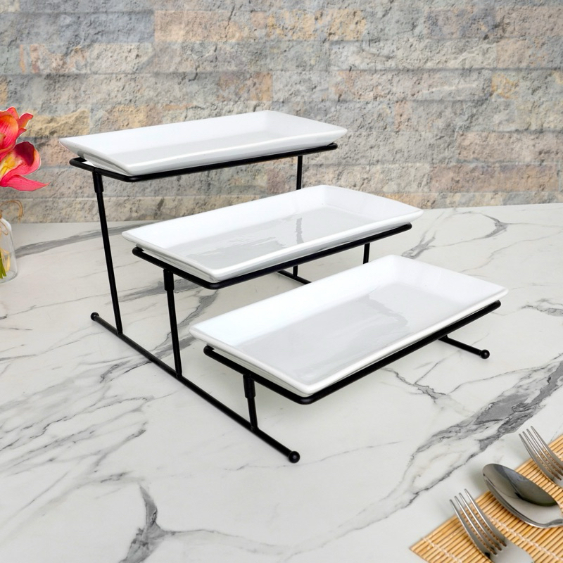 Jual piring kue susun 3/prasmanan putih polos /piring saji putih /tier susun putih/mangkok putih ...