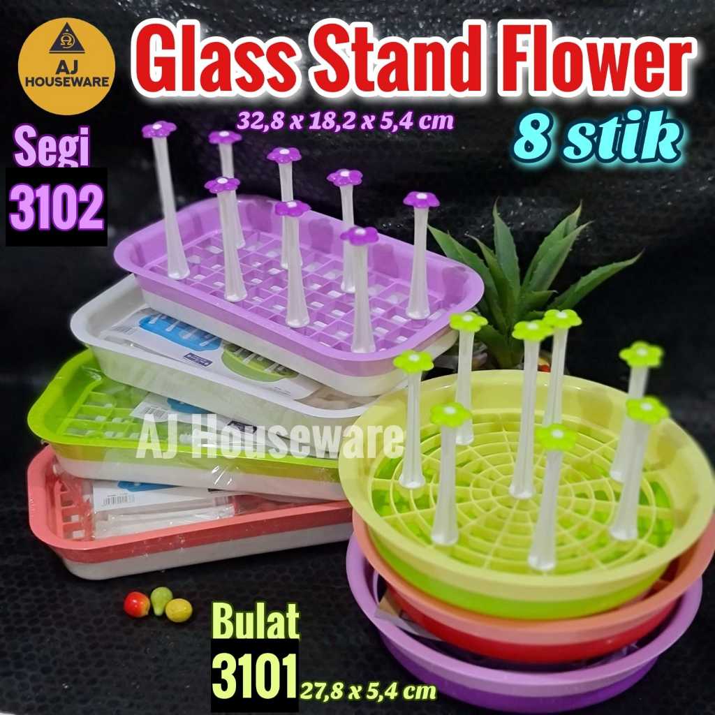 Jual 3101 BULAT/3102 SEGI TEMPAT GELAS / GLASS STAND FLOWER ISI 8 GELAS LUCKY STAR | Shopee ...
