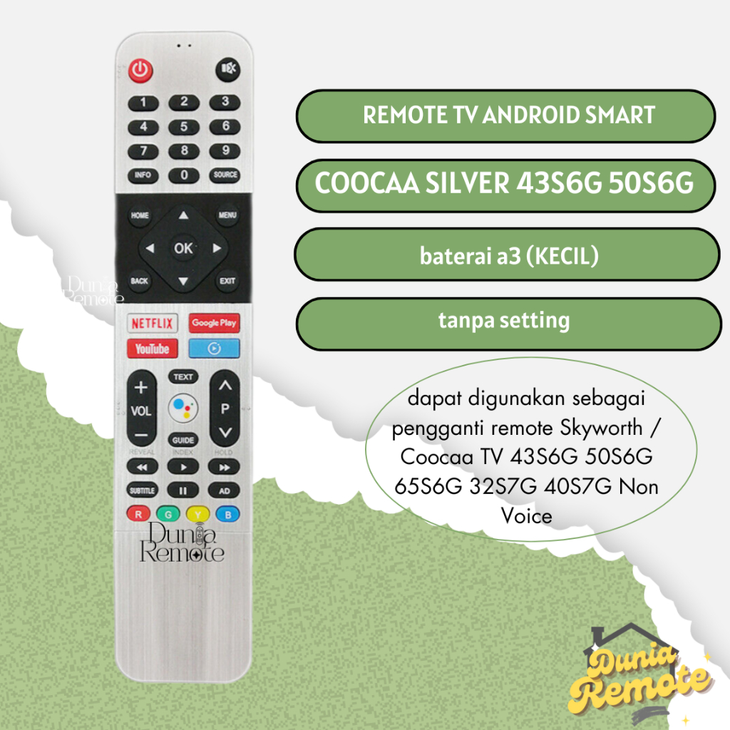Jual Remote Remot TV COOCAA SILVER tanpa dus Android Smart LED LCD ...