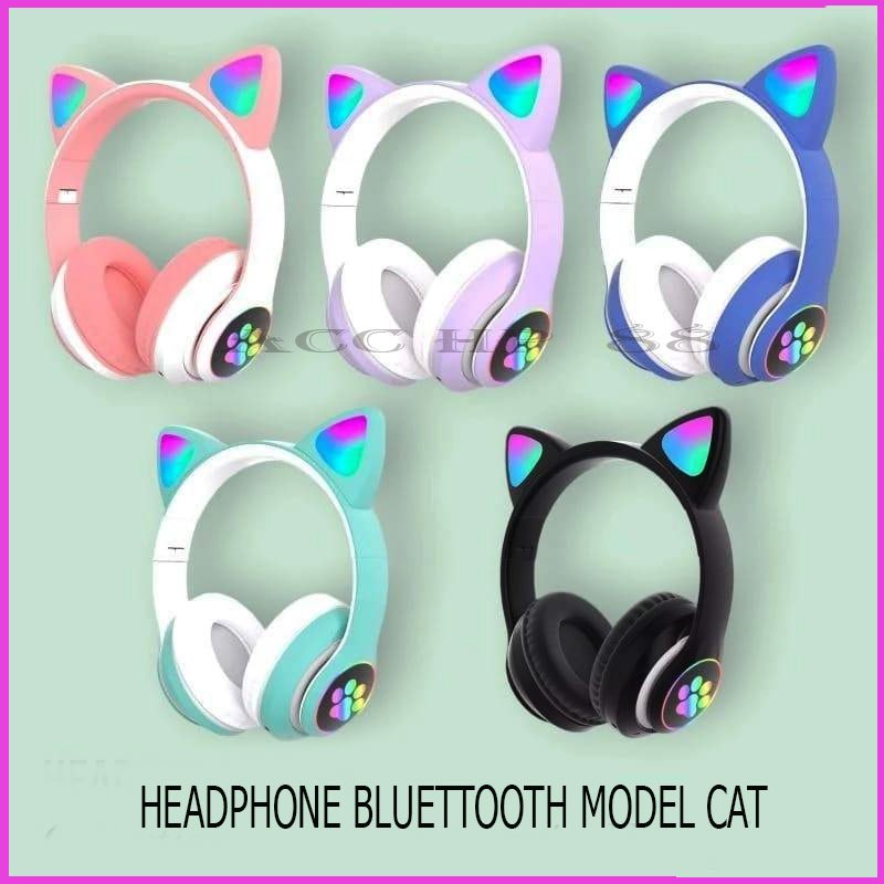 Jual Acchp Headset Model Kucing LED Bluet00th 5.0 Headphone Extra Bass ...