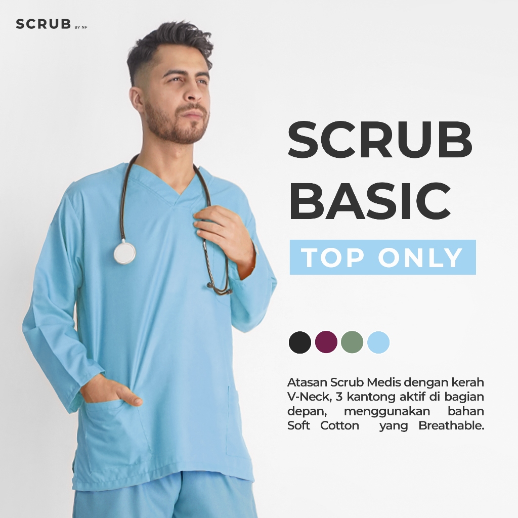 Jual 𝗦𝗖𝗥𝗨𝗕𝗯𝘆𝗡𝗙 TOP ONLY/ Doctor’s Scrub/ Baju Jaga OKA / Baju OK Dokter ...