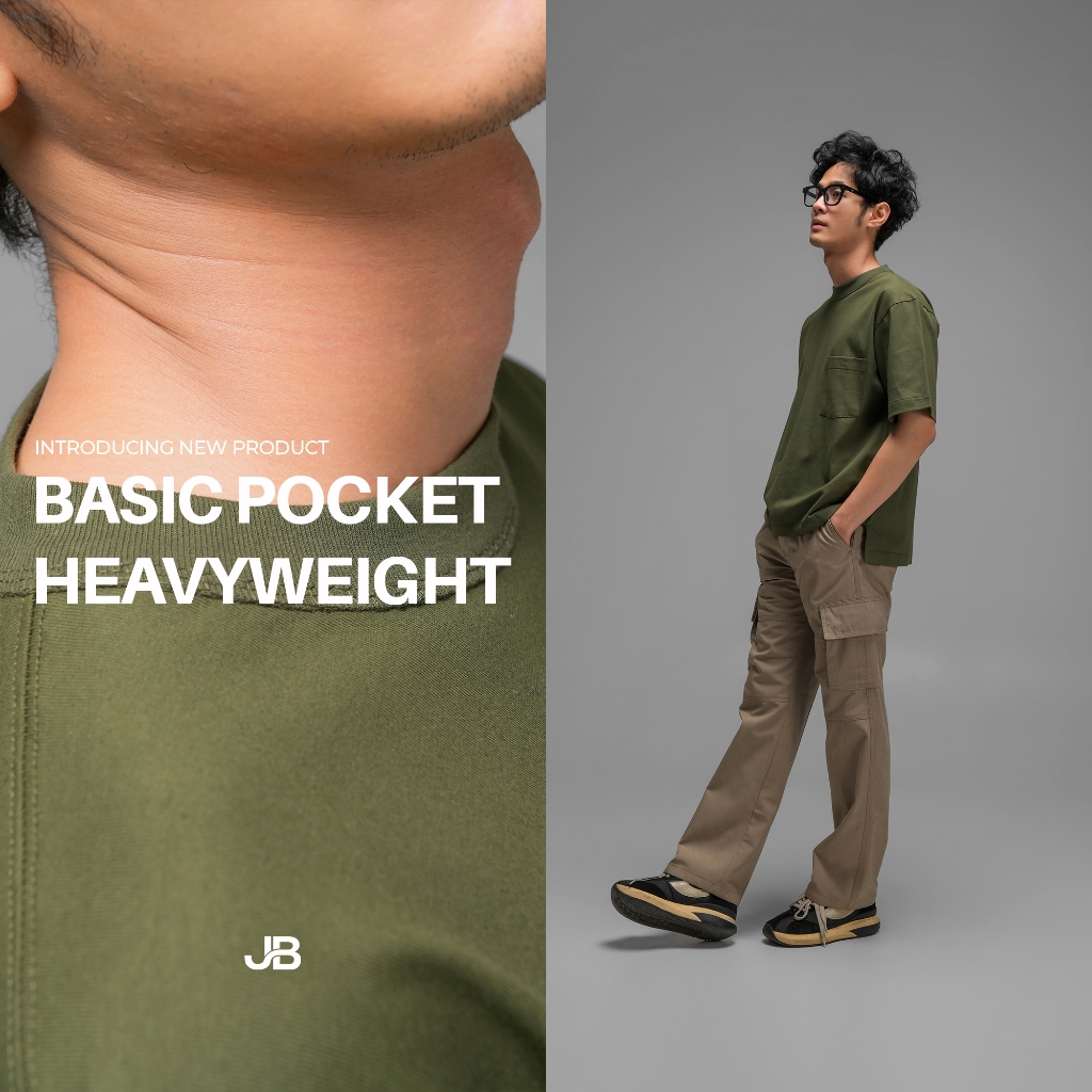 Jual JB - Basic Pocket T-Shirt Heavyweight Green Army - Kaos Boxy Oversize | Shopee Indonesia