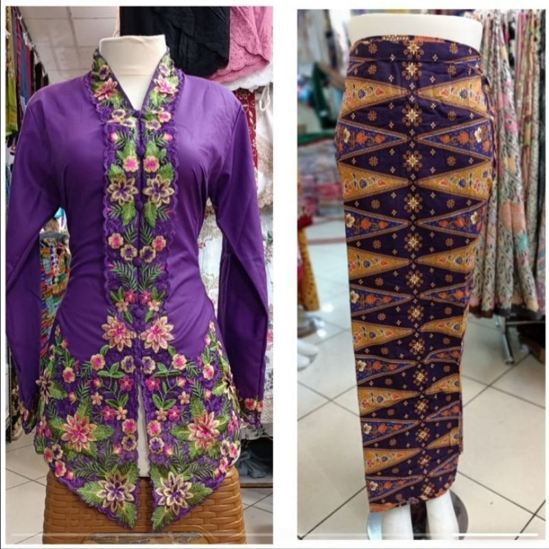 Jual setelan kebaya encim bordir motif Kerancang Kudus/kebaya ...
