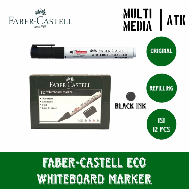 Jual Faber Castell Whiteboard Marker Hitam 12pcs | Shopee Indonesia