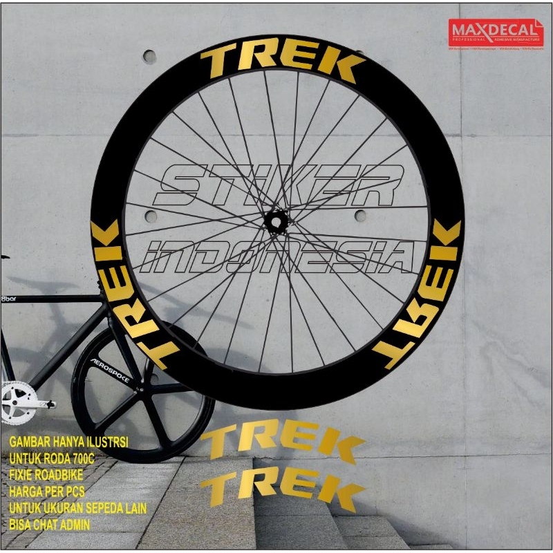 Jual stiker velg sticker rims sepeda fixie roadbike TREK gold | Shopee ...