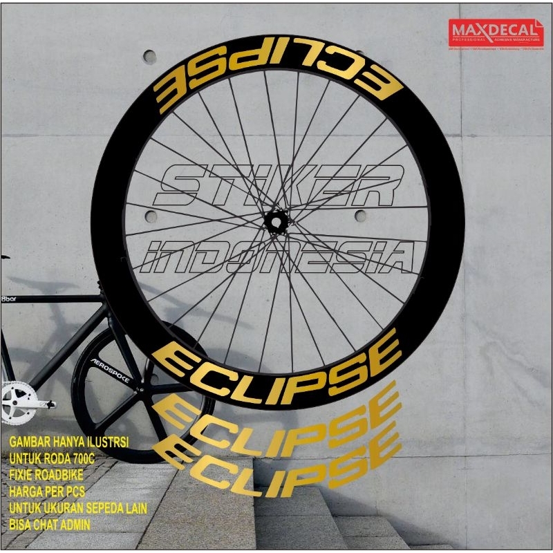 Jual stiker velg sticker rims sepeda fixie roadbike ECLIPSE gold ...