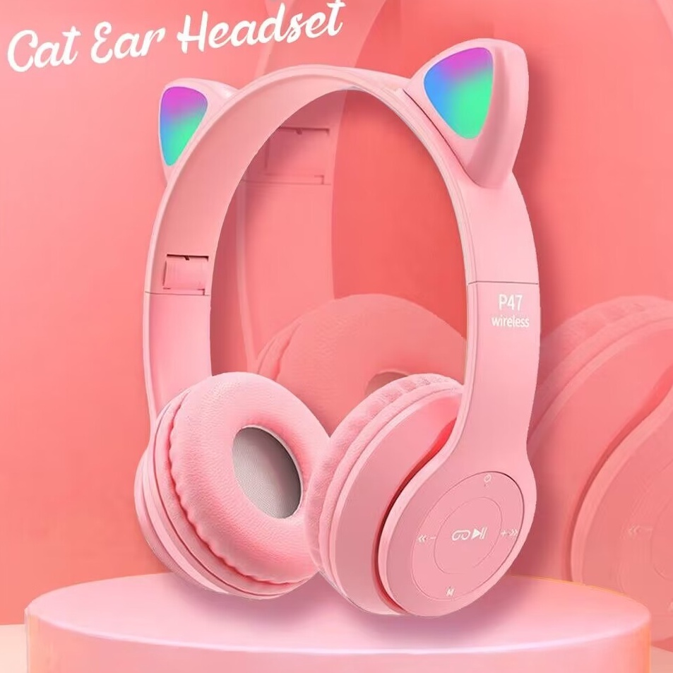 Jual Mewah Hehone Kucing Bluetooth Headset P47m Telinga Kucing Lucu ...