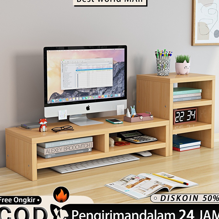 Jual Kirim Langsung Stand Monitor Rak Monitor Dudukan Komputer Kayu Rak ...