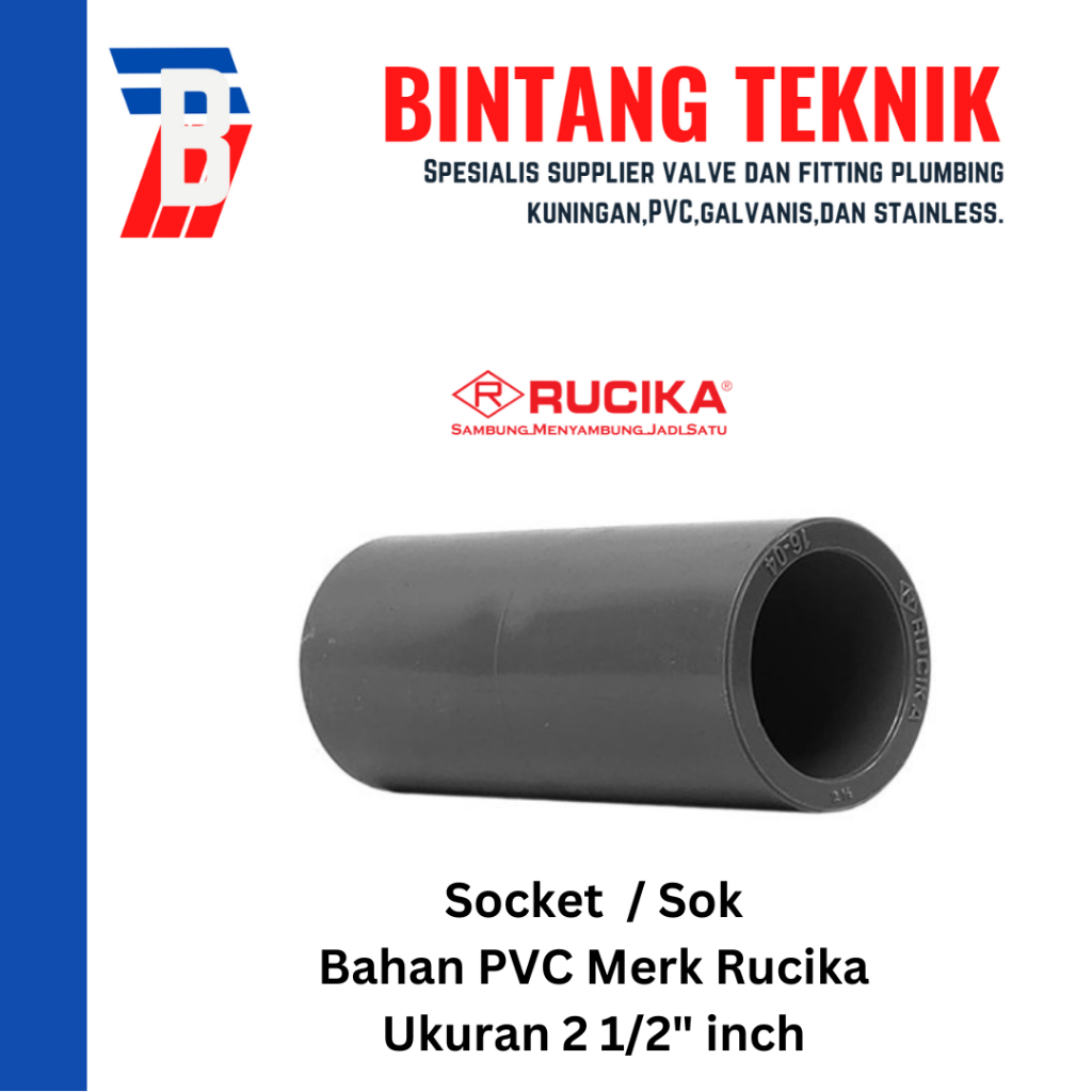Jual Socket / Sok PVC Rucika 2 1/2" inch AW (Tebal) | Shopee Indonesia