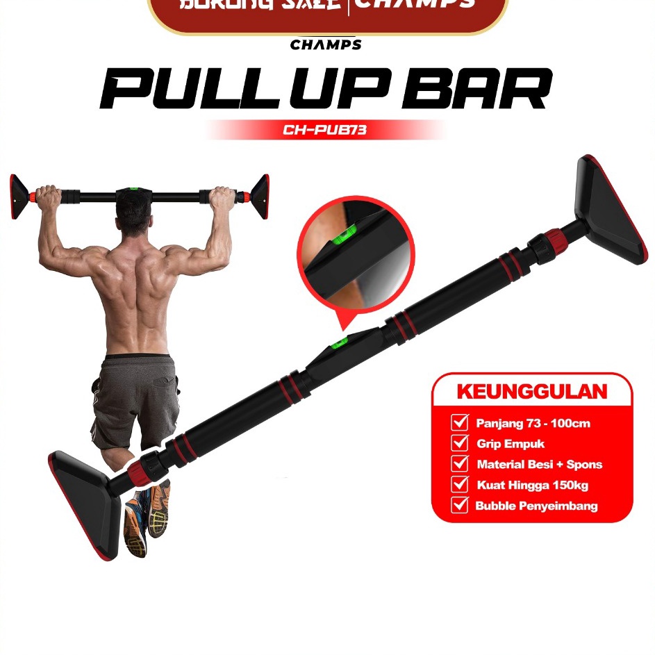 Jual Jual CHAMPS Pull Up Bar Tiang Chin Up Adjustable Olahraga Pintu ...