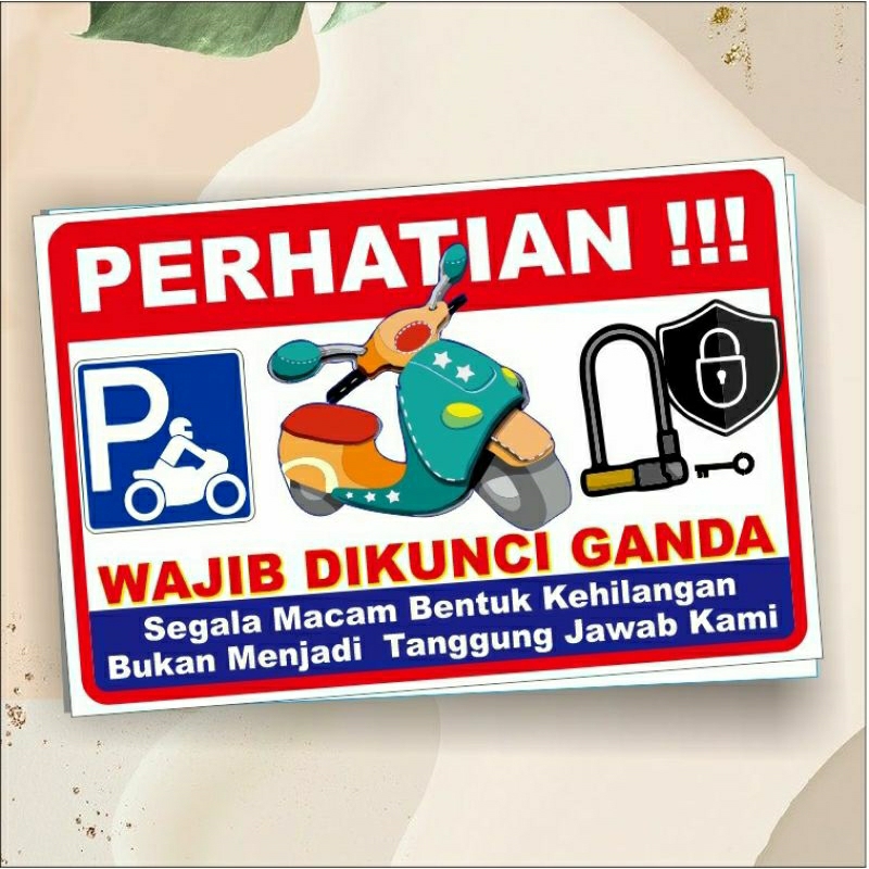 Jual stiker kendaraan wajib kunci ganda custom | Shopee Indonesia