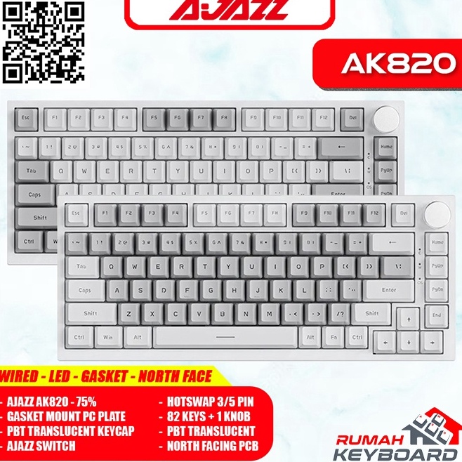 Jual Gaya MECHANICAL KEYBOARD AJAZZ AK82 75 WIRED GASKET HOTWSAP ...