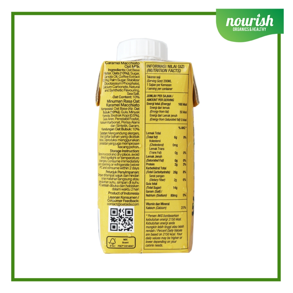 Jual Oatside Oat Milk Caramel Macchiato With Caps ( TUTUP ) 200 Ml ...