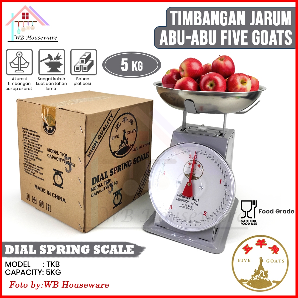 Jual FIVE GOATS Timbangan jarum manual 5kg buah sayur daging warna abu-abu | Shopee Indonesia
