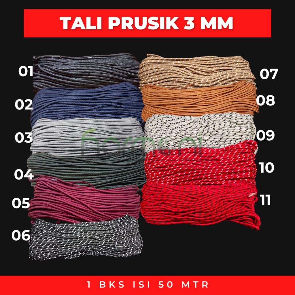 Jual Tali Prusik Polyester 3mm isi 50 meter | Shopee Indonesia