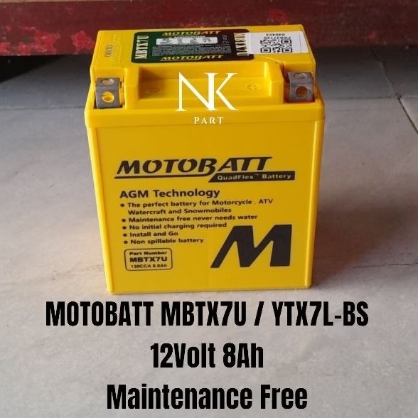 Jual Aki Motor Gel Motobatt MBTX7U YTX7L BS Accu Kering Original 12v 8Ah Siap Pakai | Shopee ...