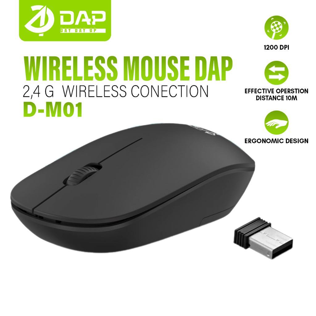 Jual DAP D-M01 Mouse Wireless Optical 2.4G 1200DPI Silent Click With ...