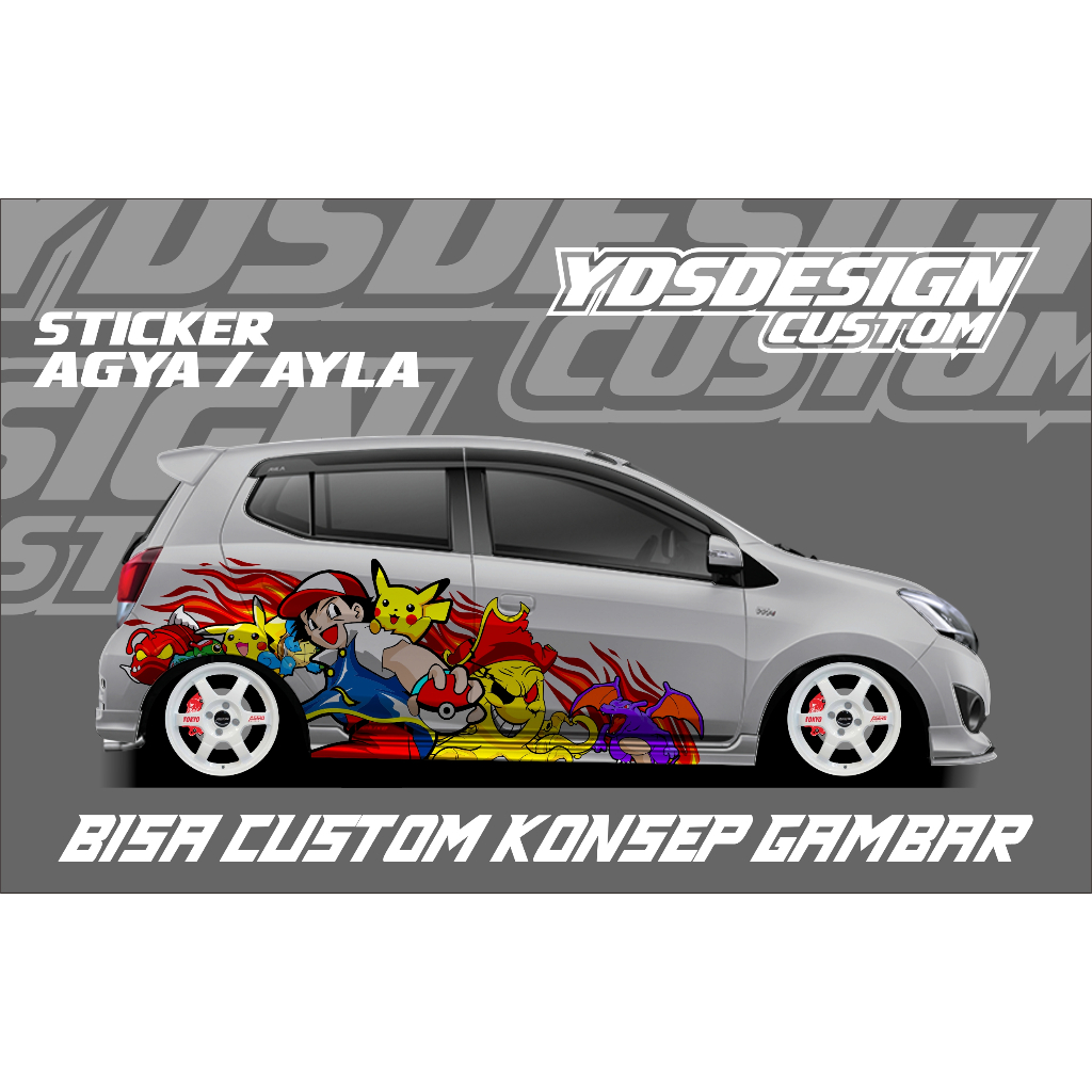 Jual DECAL MOBIL AGYA AYLA PIKACHU BISA REQUEST NAMA / AGYA YARIS AYLA ...