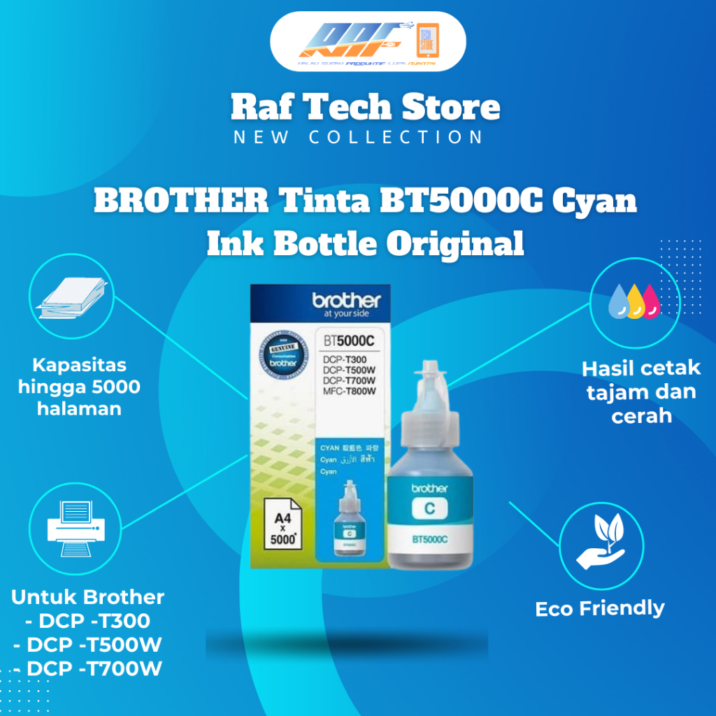 Jual BROTHER Tinta BT5000C BT 5000 BT5000 Cyan Ink Bottle Original - Tinta Biru - Tinta Cyan ...