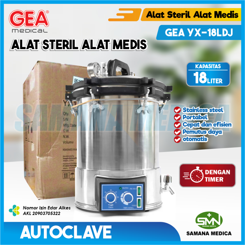 Jual Autoclave 18 Liter GEA YX-18LDJ Dengan Timer Alat Steril Alat ...