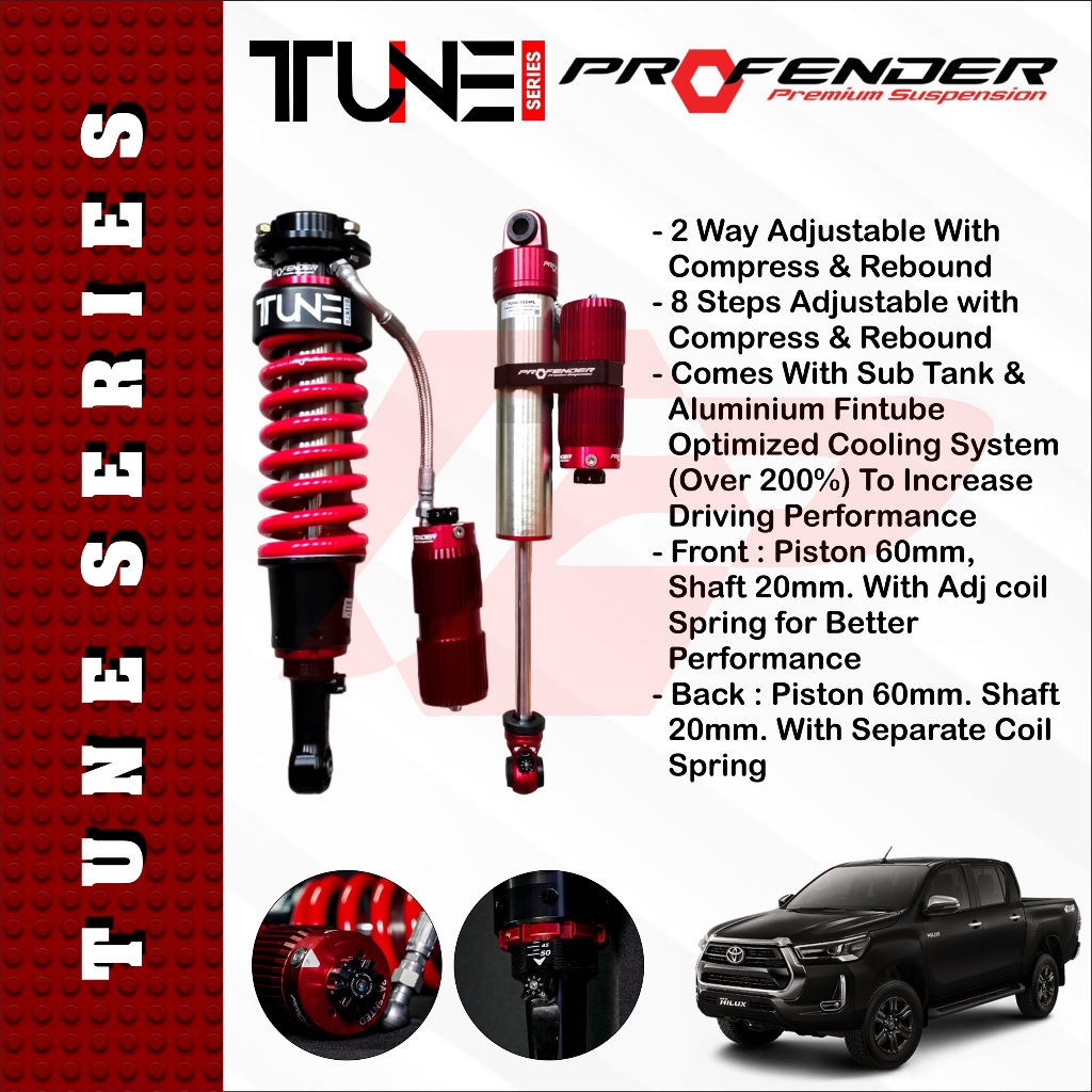 Jual TUNE SERIES - Suspensi Shockbecker PROFENDER MONOTUBE 8STEP Toyota Hilux Revo Vigo KD GD ...
