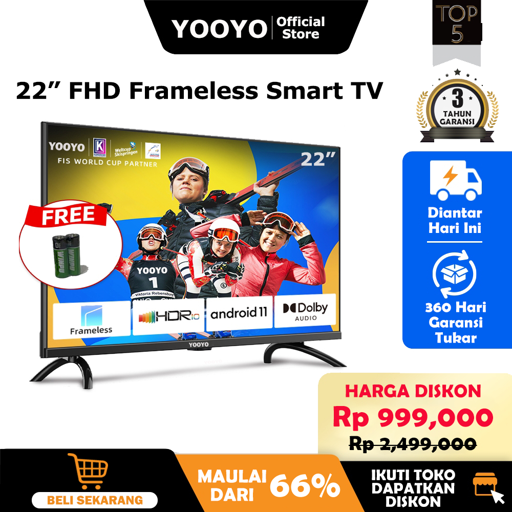 Jual YOOYO Smart TV 22 Inch - TV Android 12.0 OS - FHD 2K/HDR 10/MEMC ...