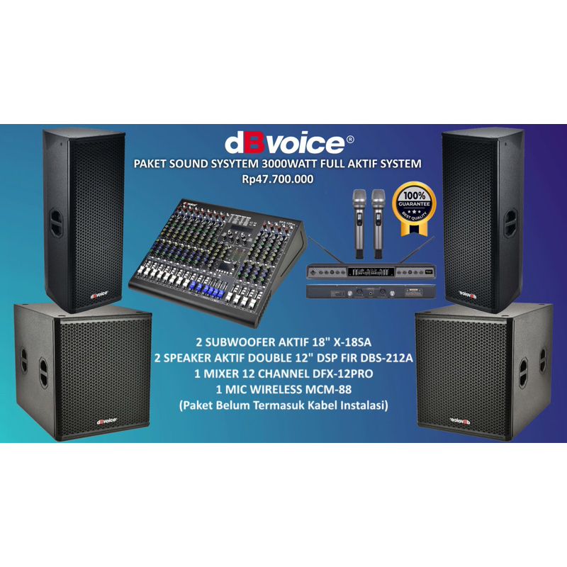Jual Paket Sound system dbvoice DBS 212 A + Sub X18SA Original Full ...