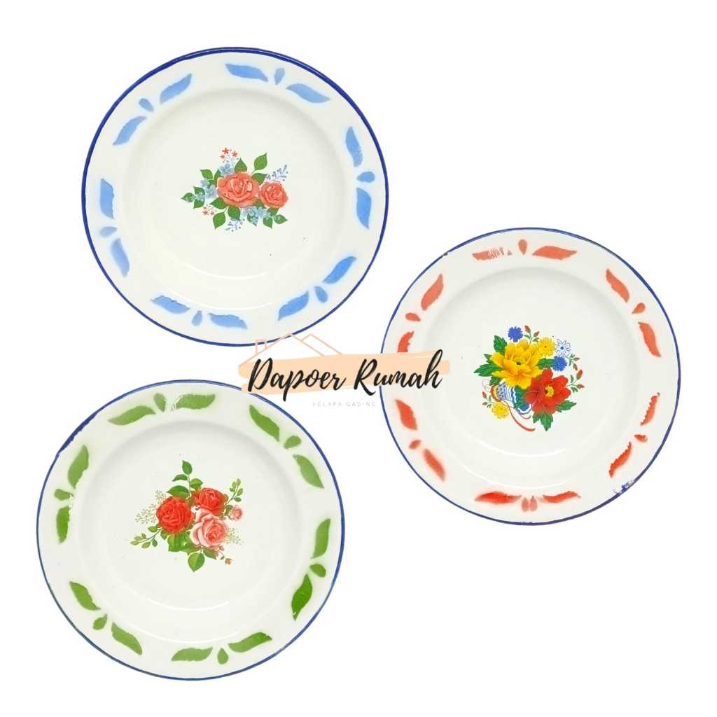 Jual PIRING ENAMEL 20" 22" JADUL MOTIF BUNGA/PIRING SENG/PIRING JADUL ...
