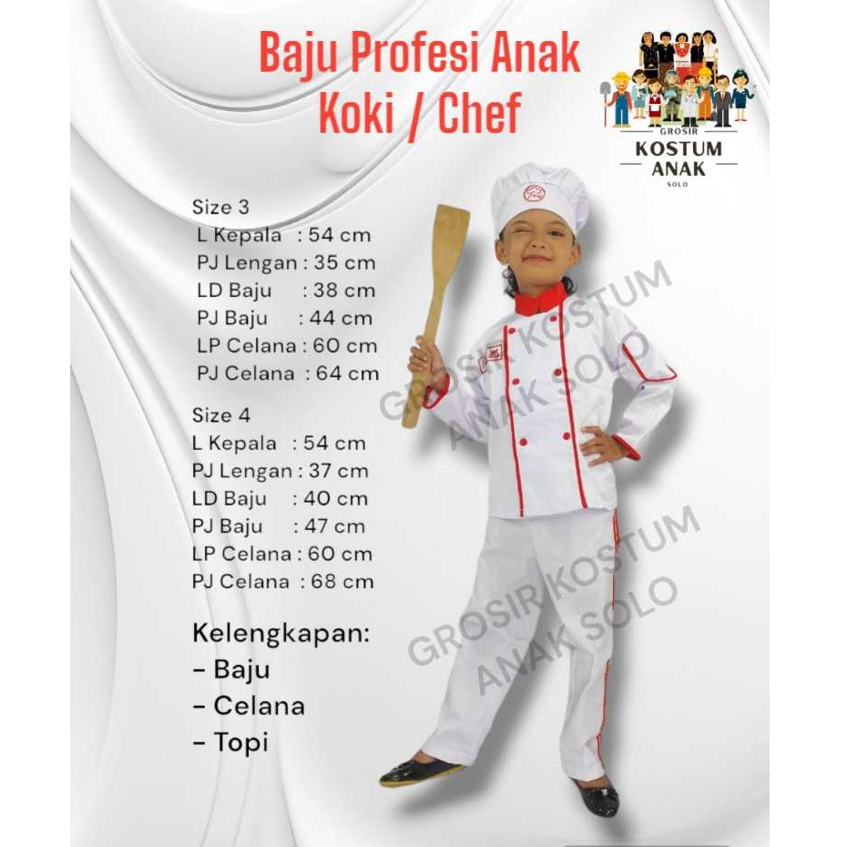 Jual Baju Profesi Anak TK & SD Koki / Chef | Shopee Indonesia