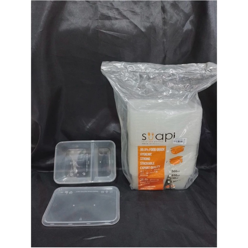 Jual Thinwall Sekat 2 700ml Suapi Bening dan Hitam | Thinwal sekat 2 ...