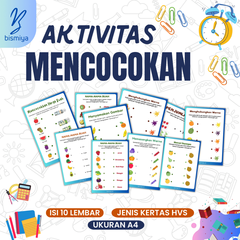 Jual Lembar Belajar Mencocokkan / Lembar aktivitas anak / Worksheet ...