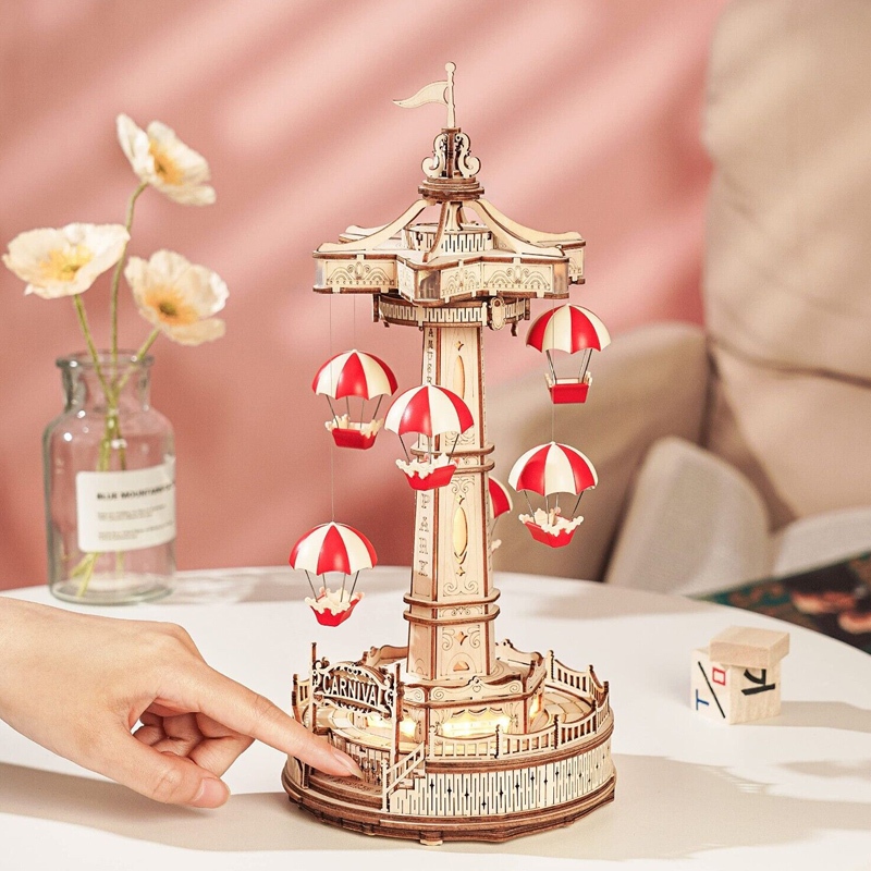 Jual Mainan model perakitan kayu DIY puzzle 3D Menara Parasut hadiah ...