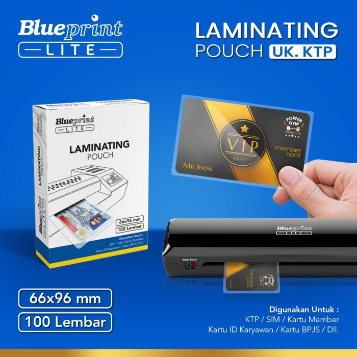 Jual BL-LPK103 Plastik Laminating POUCH Film BLUEPRINT LITE / Film 85 Micron ID KTP | Shopee ...