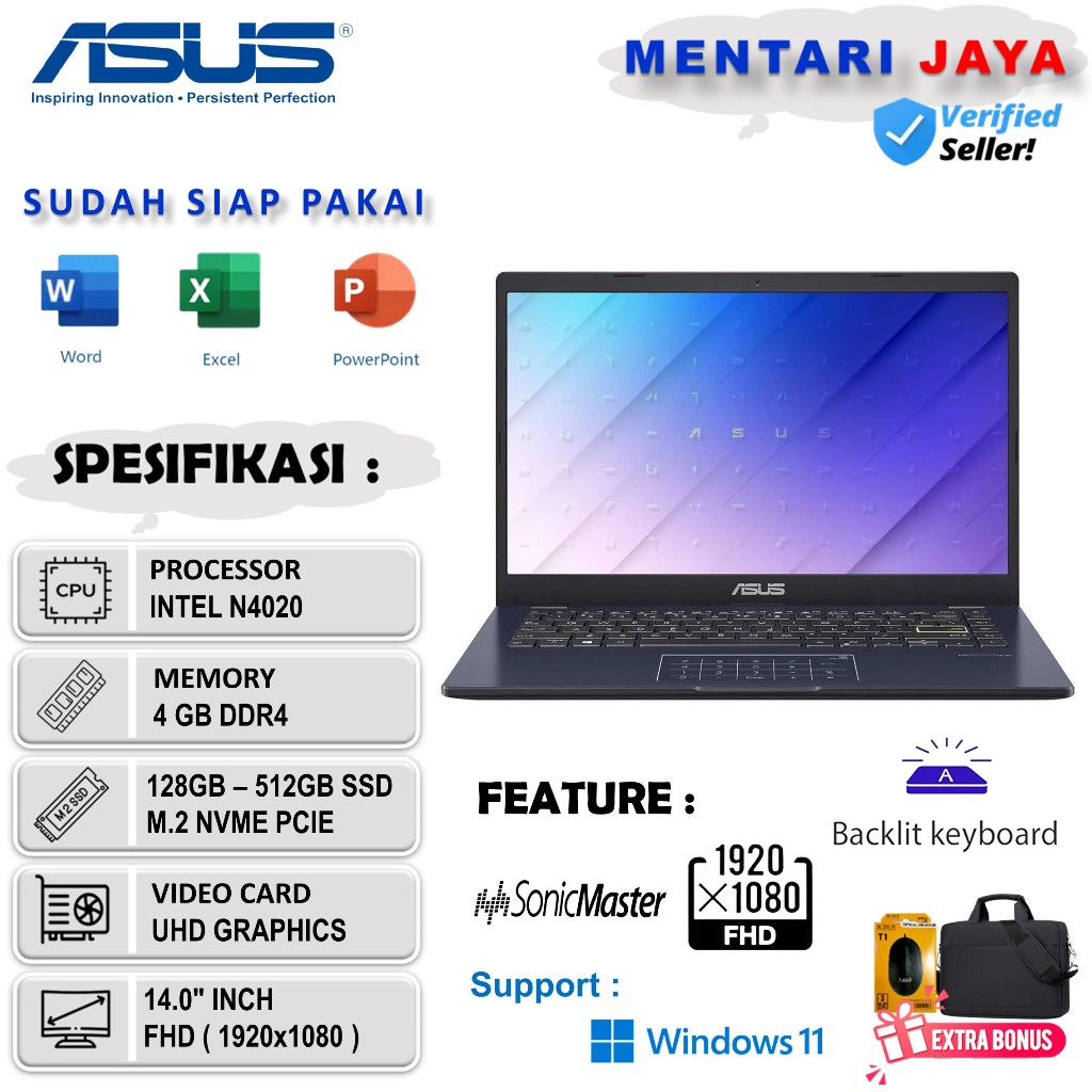 Jual LAPTOP ASUS L410MA INTEL N4020 4GB 512GB WIN11 14.0FHD | Shopee ...
