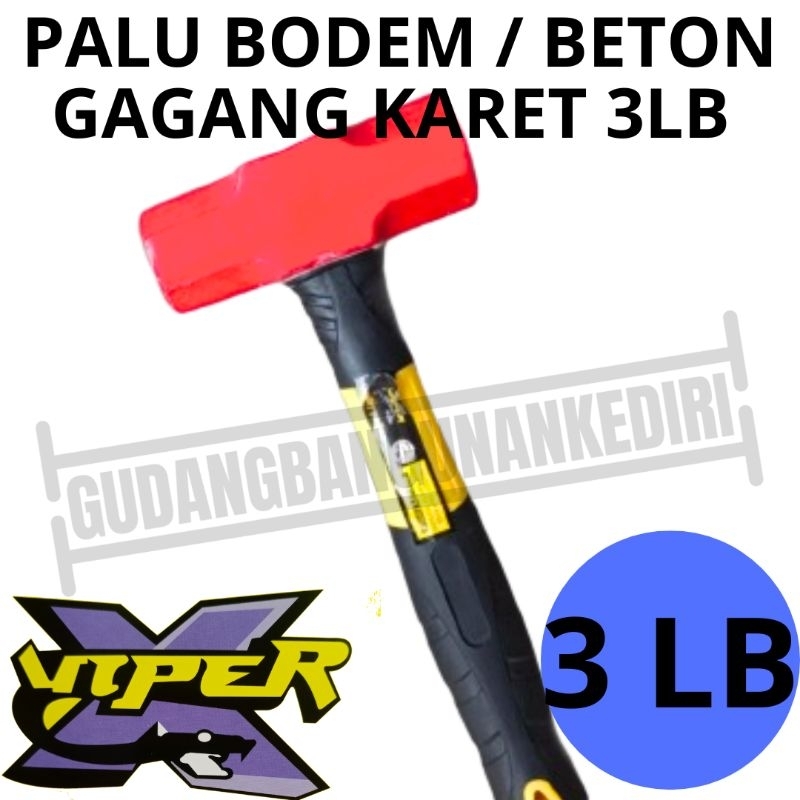 Jual palu batu beton tembok 3LB palu bodem bogem 3 LB gagang karet ...