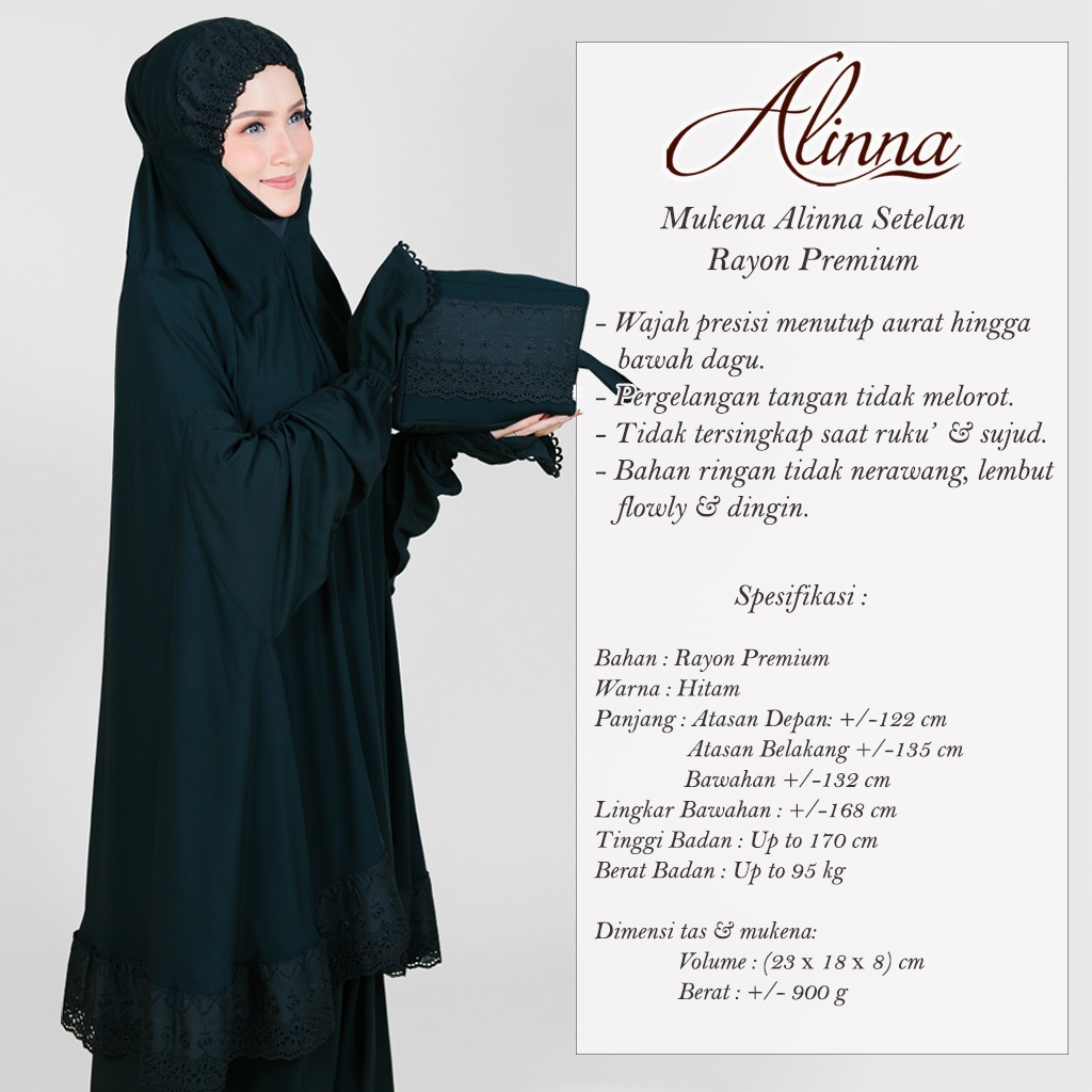 Jual Mukena Alinna Setelan Potong Atas Bawah Berlengan Tangan Katun Rayon HQ Umrah Haji Ihram ...