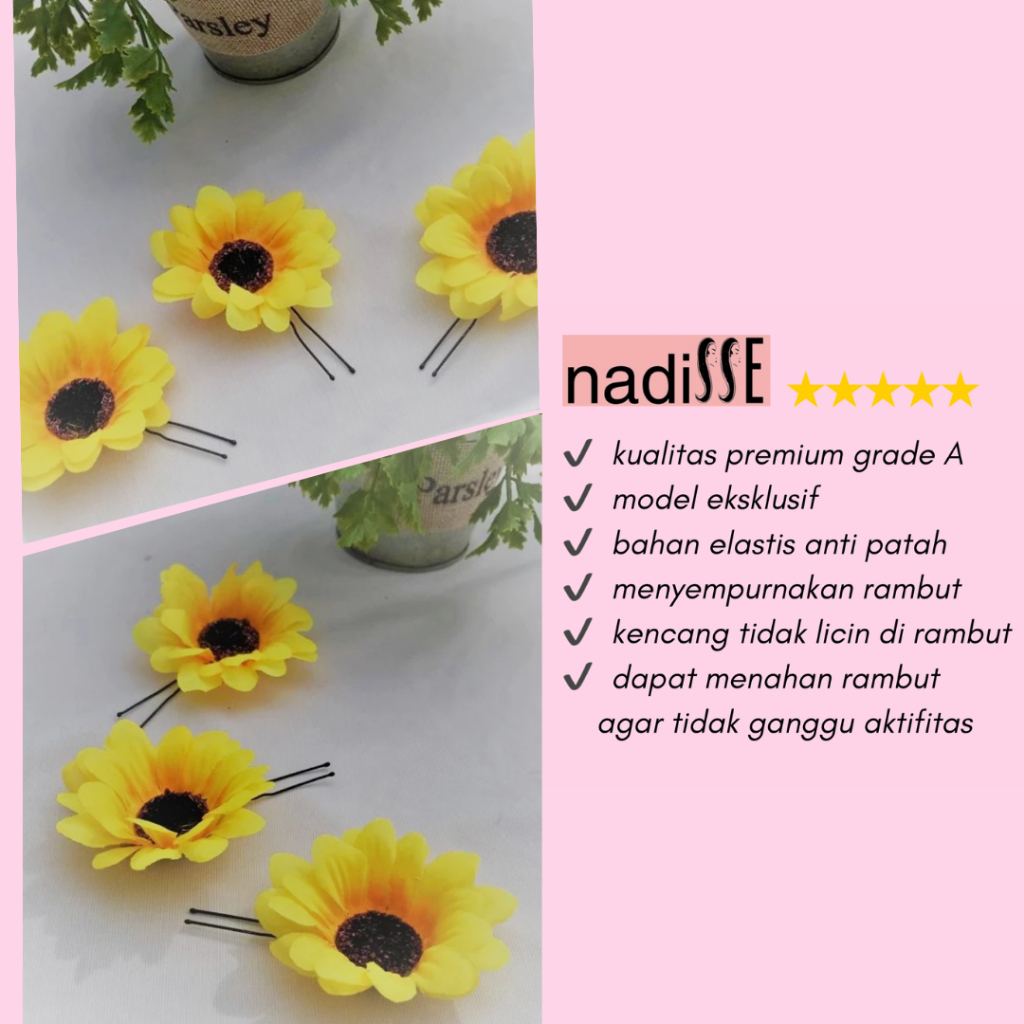 Jual nadiSSE Jepit Lidi Sanggul Bunga Matahari/ Jepit Sanggul Elastis ...