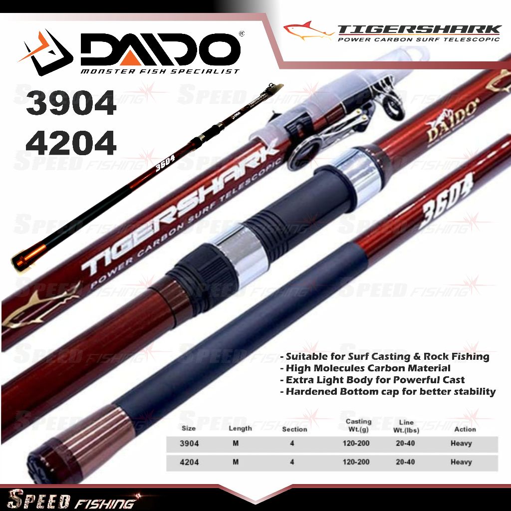 Jual Joran Pancing Daido Tiger Shark 390 420 450 Telescopic Surf Rod ...