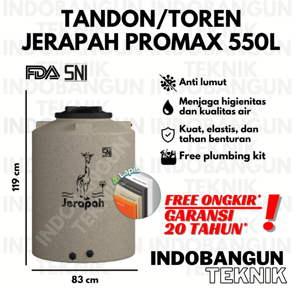 Jual Tandon Toren Tangki Air Jerapah Promax 500 520 Liter Kualitas ...