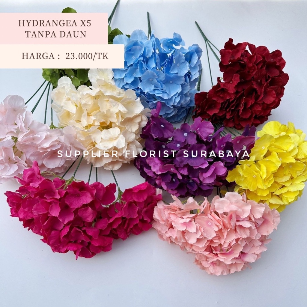 Jual [5 KEPALA] HYDRANGEA X5 TANPA DAUN KELOPAK BESAR BUNGA PALSU ...